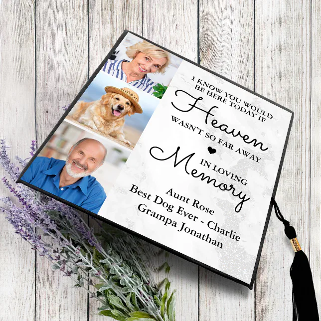 In Loving Memory Personalized 3 Photo Memorial Graduation Cap Topper ...