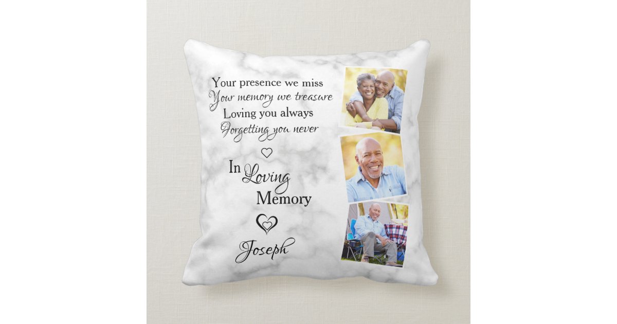 In Loving Memory Personalized 3 Photo Memorial Throw Pillow | Zazzle.com In Loving Memory Personalized 3 Photo Memorial Throw Pillow | Zazzle.com