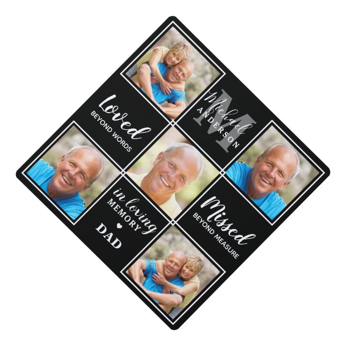 In Loving Memory Personalized 5 Photo Memorial Graduation Cap Topper ...