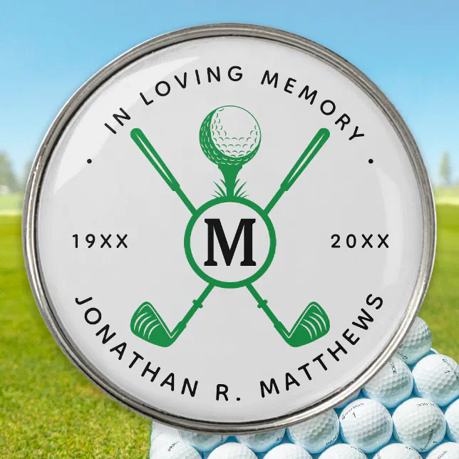 In Loving Memory Personalized Golfer Memorial Golf Ball Marker | Zazzle