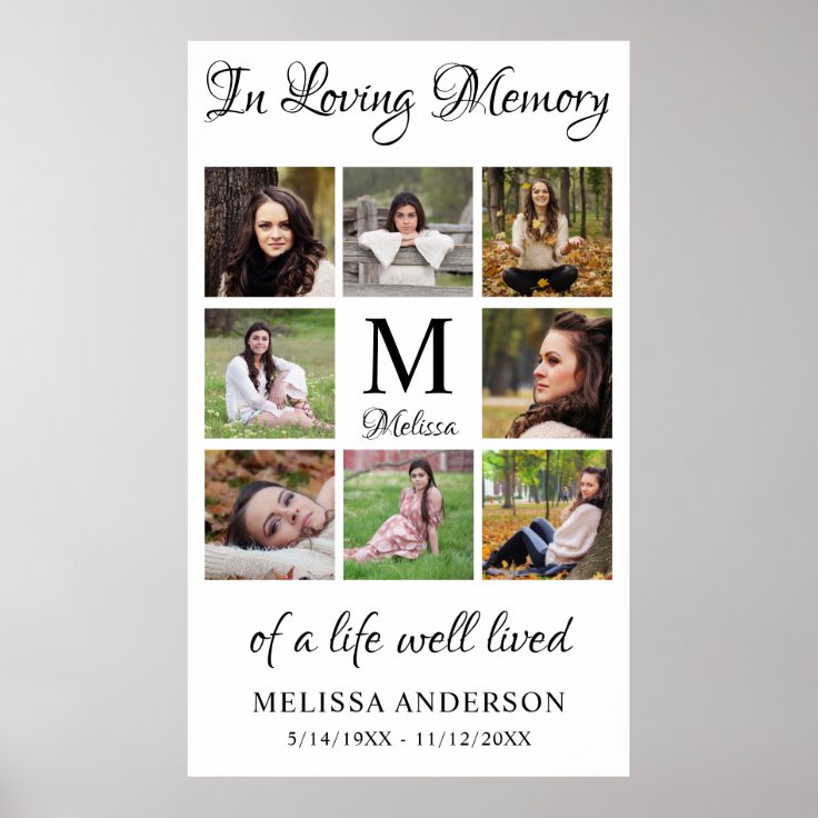 In Loving Memory Personalized Photo Funeral Poster | Zazzle
