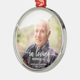 In Loving Memory Personalized Photo Memorial Metal Ornament | Zazzle