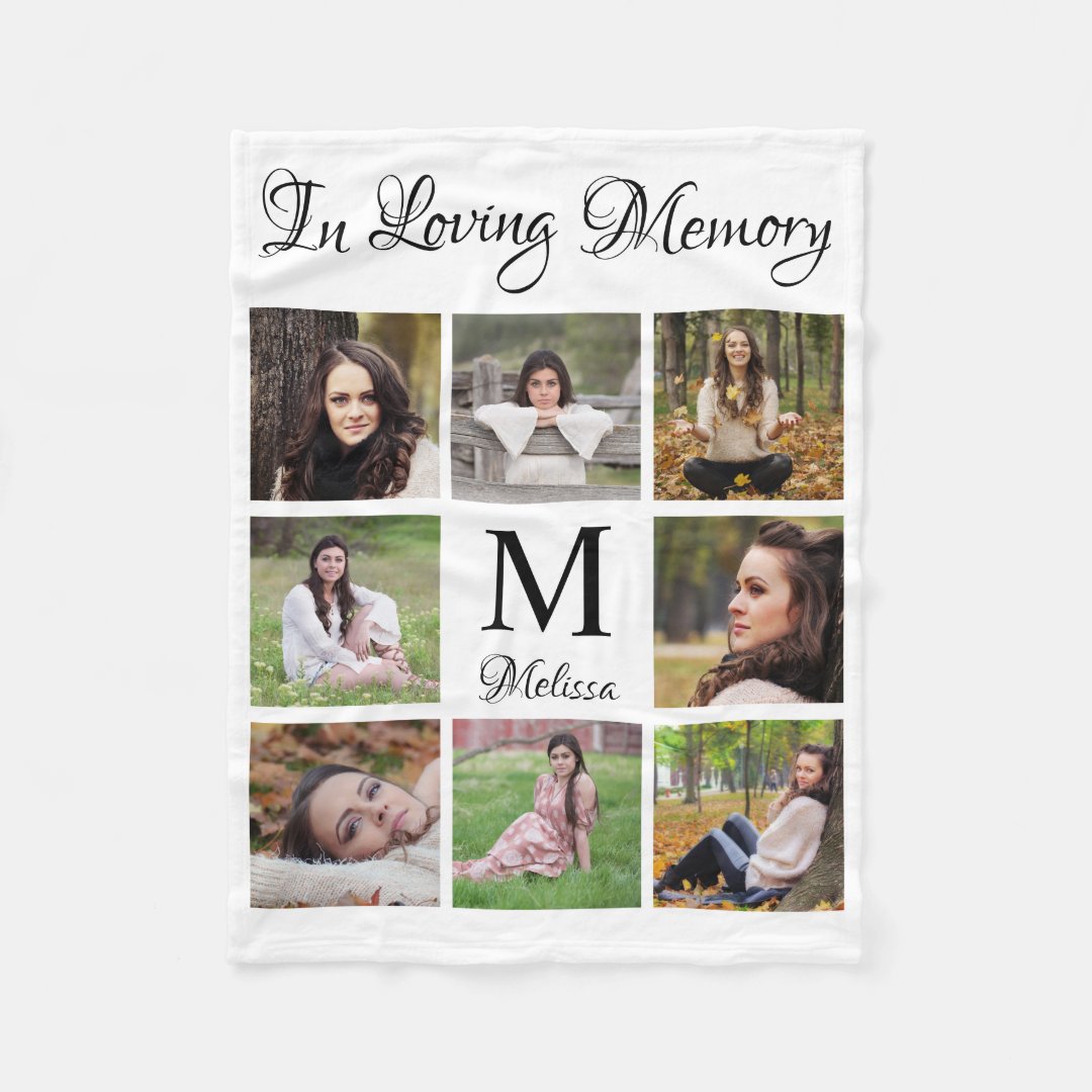 In Loving Memory Personalized Photos Memorial Fleece Blanket | Zazzle