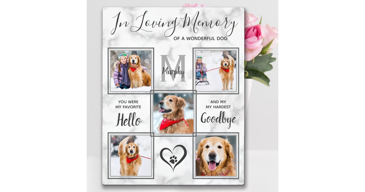 In Loving Memory Pet Dog Memorial 5 Photo Collage Plaque | Zazzle
