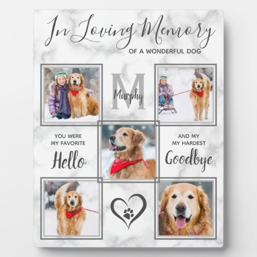 In Loving Memory Pet Dog Memorial 5 Photo Collage Plaque | Zazzle