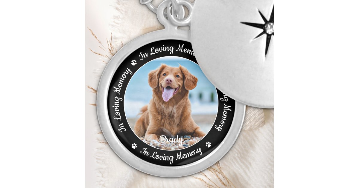 In Loving Memory Pet Loss Photo Pet Memorial Locket Necklace | Zazzle