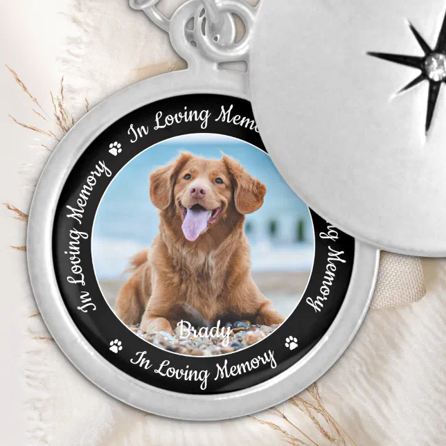 In Loving Memory Pet Loss Photo Pet Memorial Locket Necklace | Zazzle