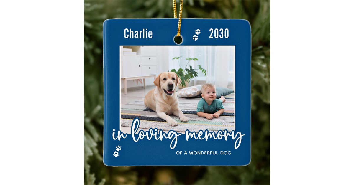 In Loving Memory Pet Memorial 2 Dog Photo Keepsake Ceramic Ornament ...