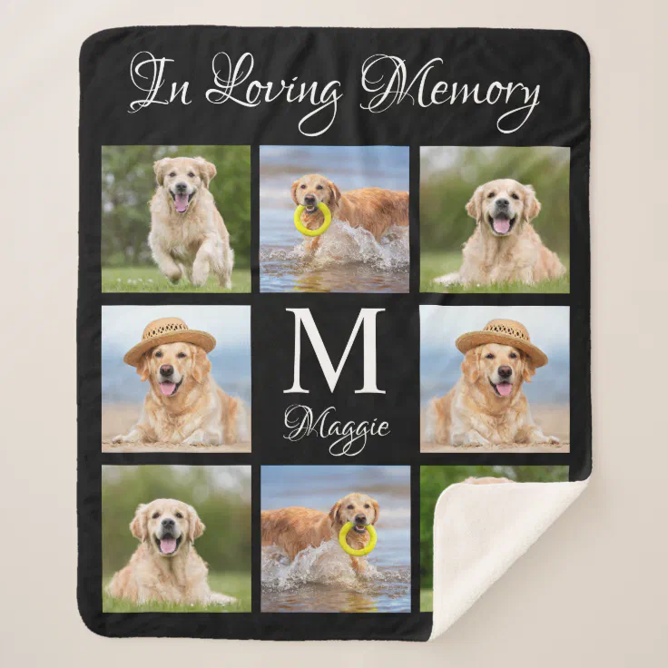 In Loving Memory Pet Memorial Photo Collage Sherpa Blanket | Zazzle