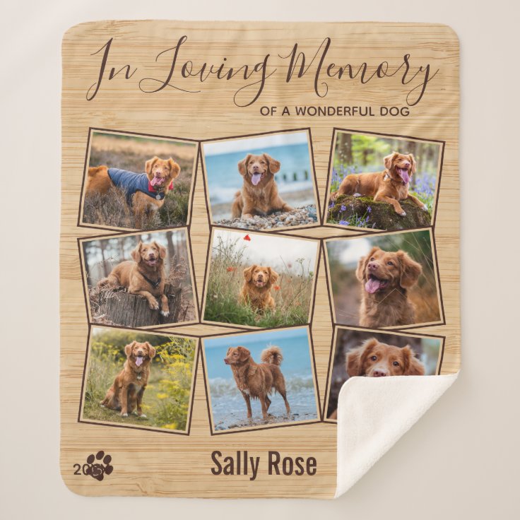 In Loving Memory Pet Memorial Photo Collage Sherpa Blanket | Zazzle