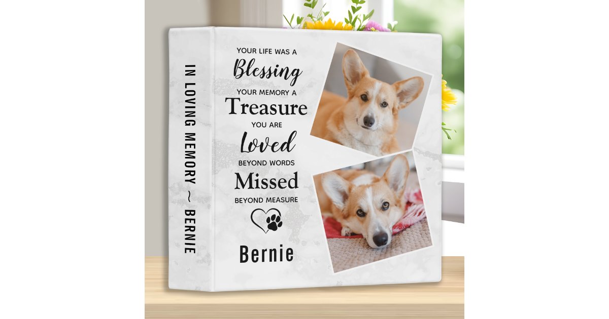 In Loving Memory Pet Memorials Dog Photo Album 3 Ring Binder | Zazzle