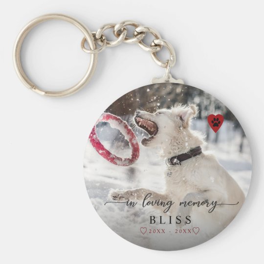 In Loving Memory Pet Photo Paw Print Monogram Keychain | Zazzle.com