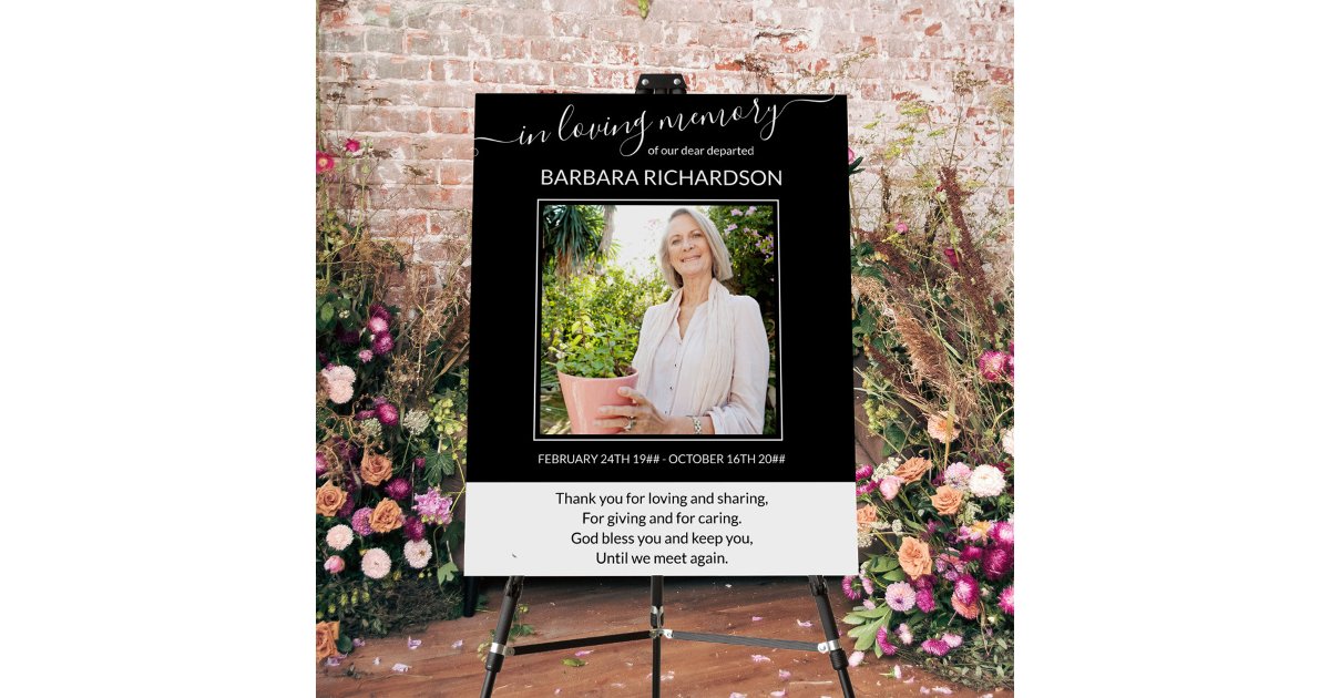 In Loving Memory Photo and Memorial Verse Funeral Foam Board | Zazzle