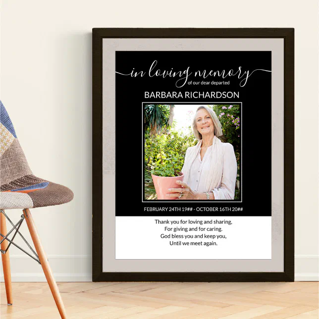 In Loving Memory Photo and Memorial Verse Funeral Poster | Zazzle