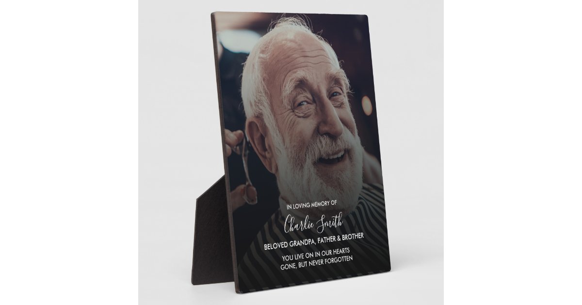 In Loving Memory: Photo and message on easel stand Plaque | Zazzle
