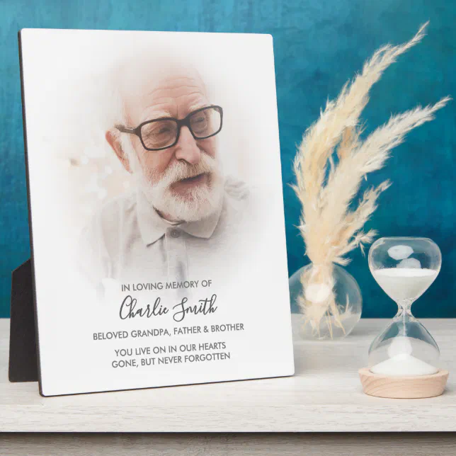In Loving Memory: Photo and message tribute Plaque | Zazzle