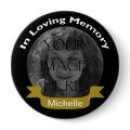 In Loving Memory Photo Black/Gold Button | Zazzle