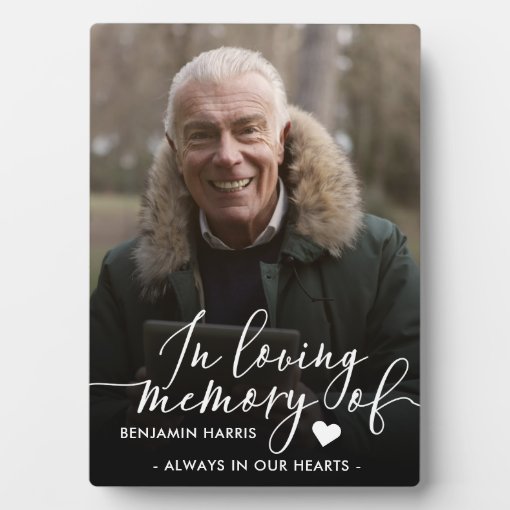 In Loving Memory Photo Calligraphy Plaque | Zazzle