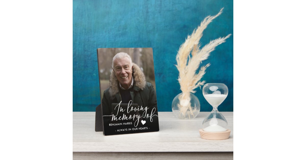 In Loving Memory Photo Calligraphy Plaque | Zazzle