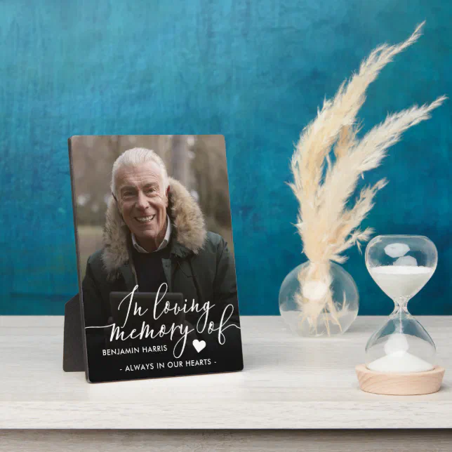 In Loving Memory Photo Calligraphy Plaque | Zazzle