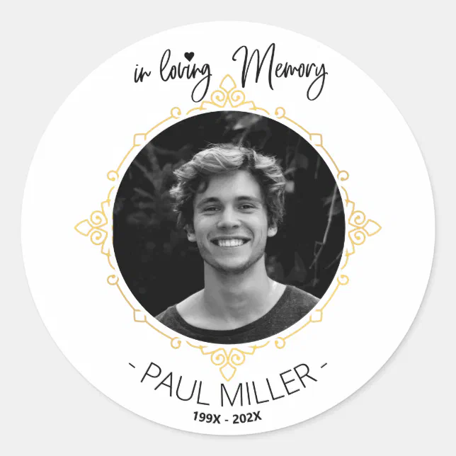 In Loving Memory Photo Classic Round Sticker | Zazzle