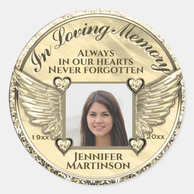 In Loving Memory Photo Classic Round Sticker | Zazzle