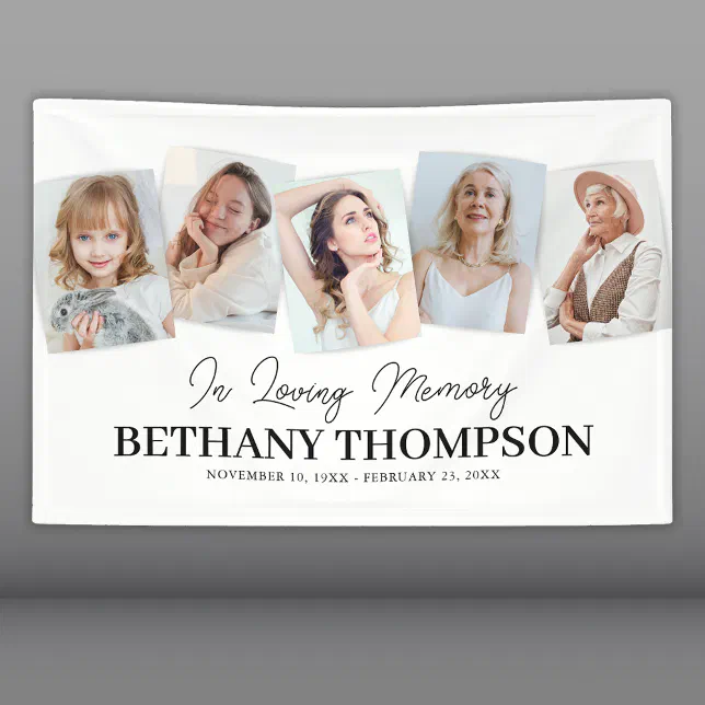 In Loving Memory Photo Collage Funeral Banner | Zazzle