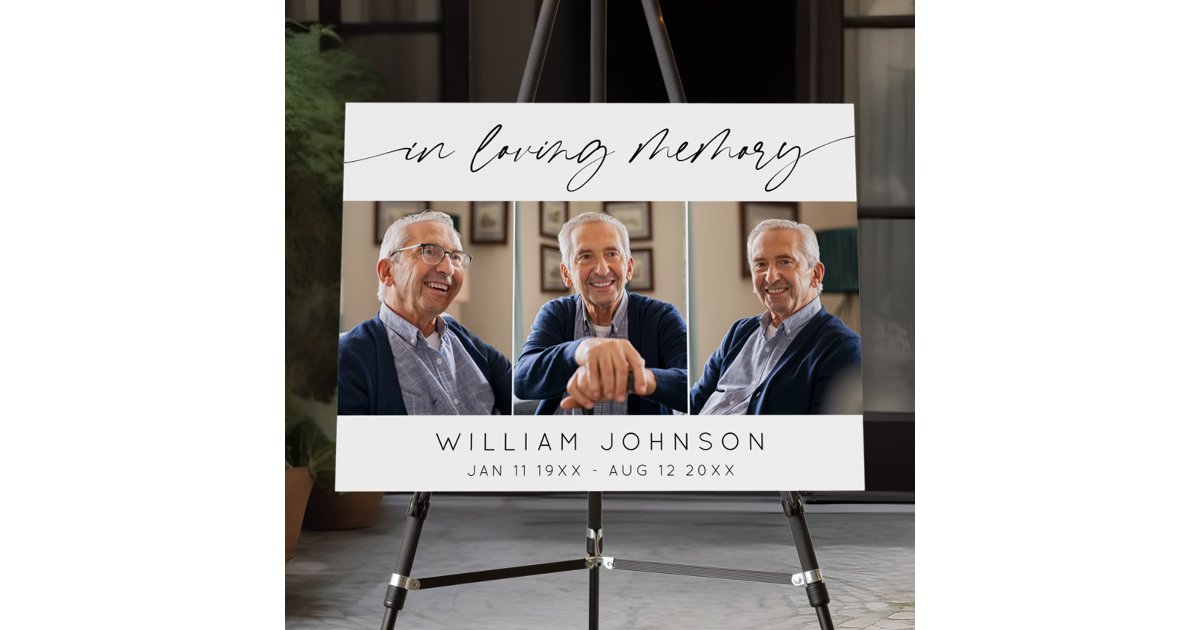 In Loving Memory Photo Collage Funeral Horizontal Foam Board | Zazzle