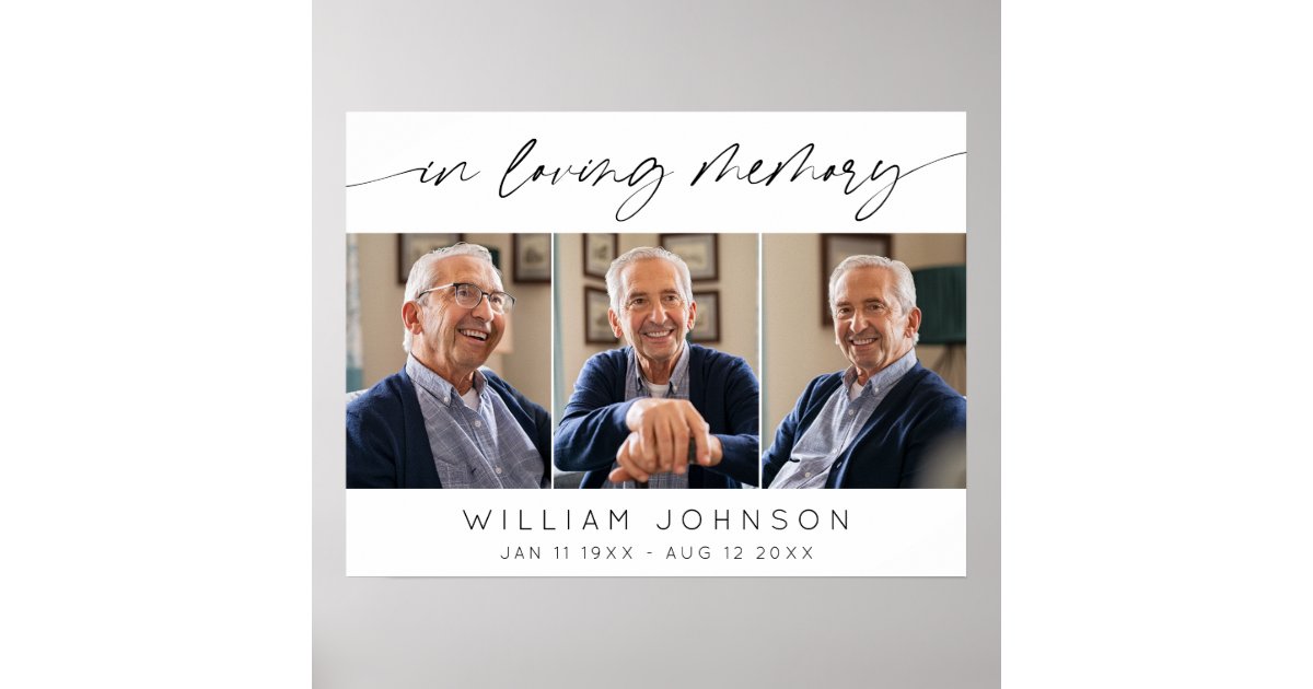 In Loving Memory Photo Collage Funeral Horizontal Poster | Zazzle