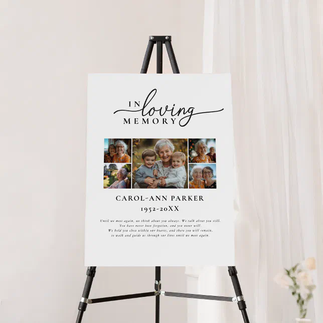 "In Loving Memory" Photo Collage Funeral Memorial Foam Board | Zazzle