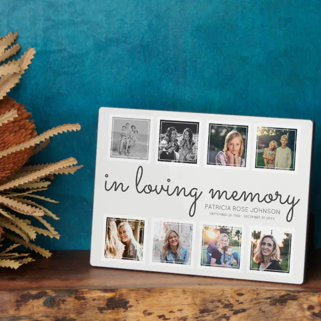 In Loving Memory Photo Collage Keepsake Tribute Plaque | Zazzle