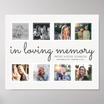 In Loving Memory Photo Collage Keepsake Tribute Poster | Zazzle