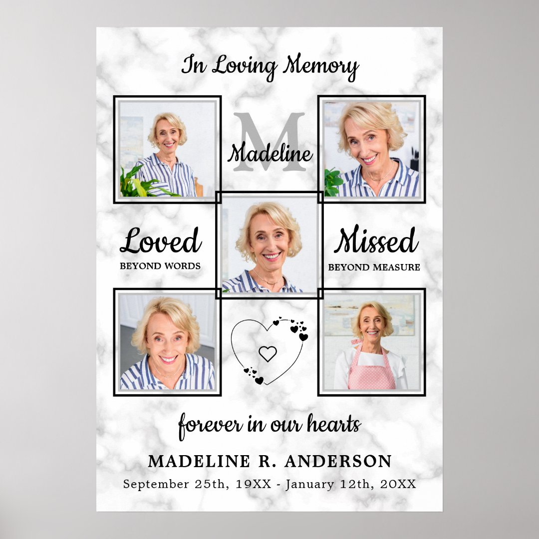 In Loving Memory Photo Collage Memorial Funeral Poster | Zazzle