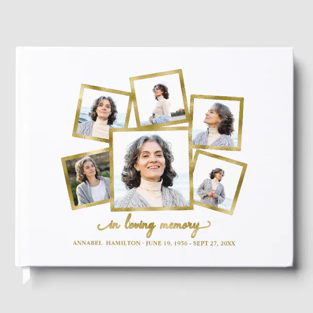 In Loving Memory Photo Collage Memorial or Funeral Guest Book | Zazzle
