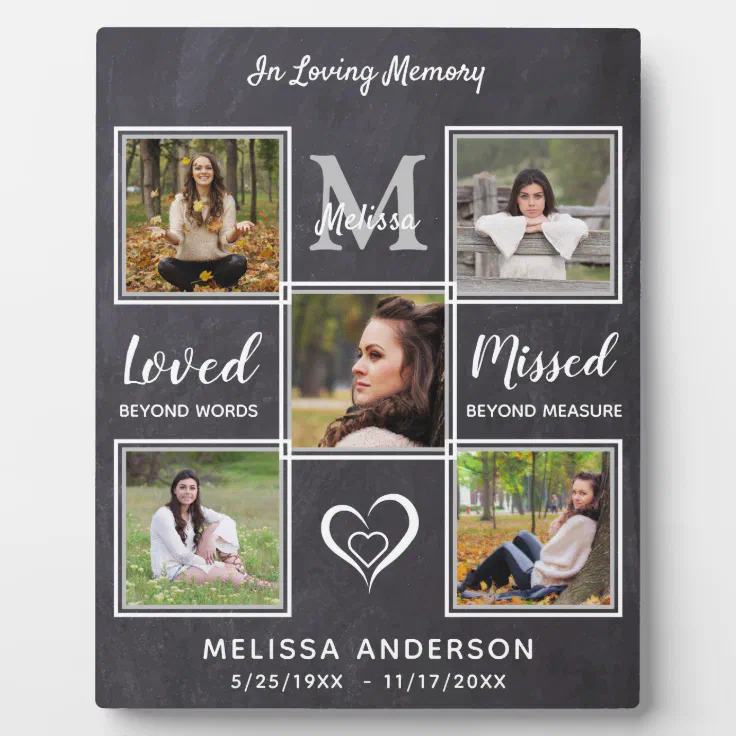 In Loving Memory Photo Collage Memorial Plaque | Zazzle