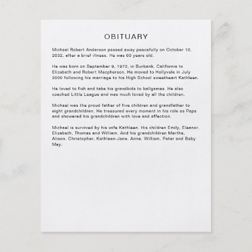 In Loving Memory Photo Collage Obituary Memorial Flyer | Zazzle