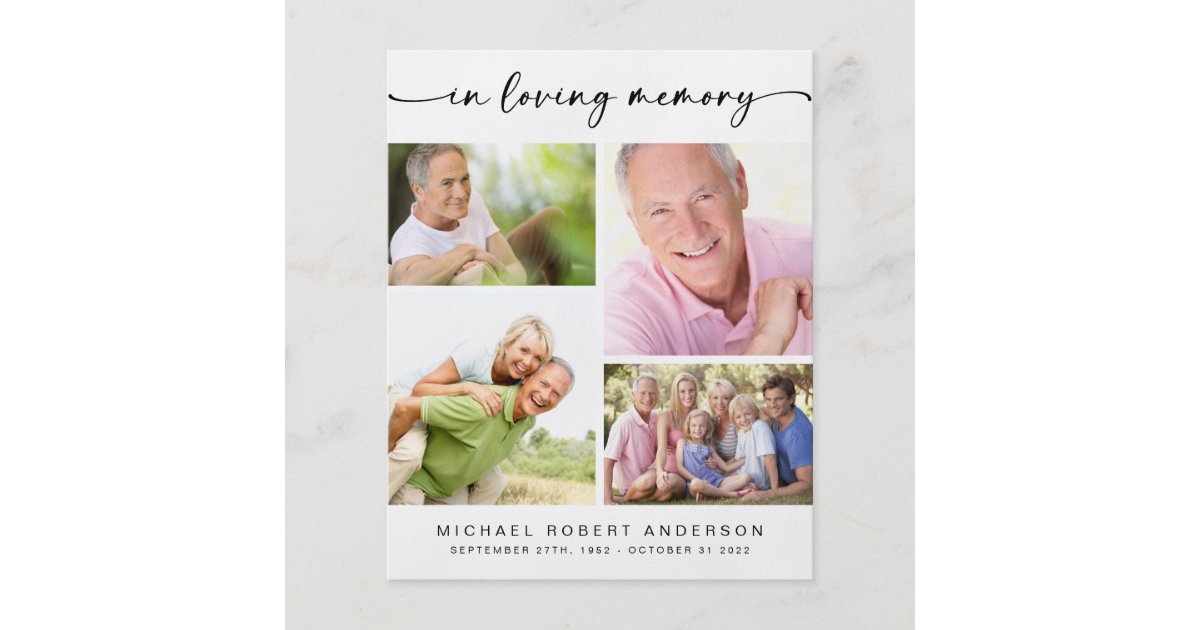 In Loving Memory Photo Collage Obituary Memorial Flyer | Zazzle