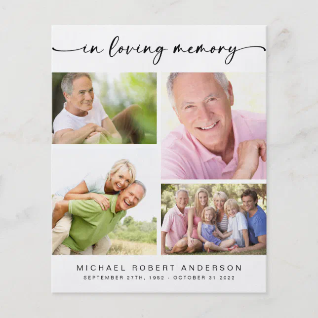 In Loving Memory Photo Collage Obituary Memorial Flyer | Zazzle