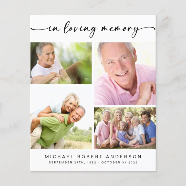 In Loving Memory Photo Collage Obituary Memorial Flyer | Zazzle