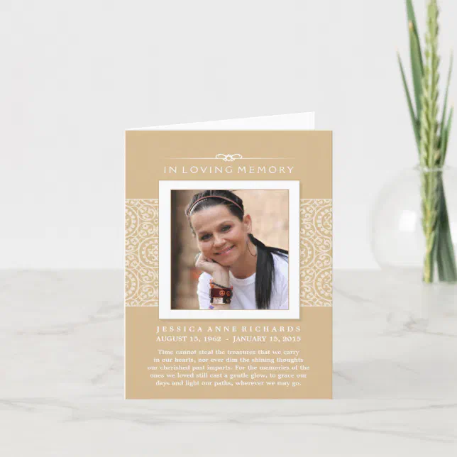 In Loving Memory Photo Elegant Gold Thank You Card | Zazzle