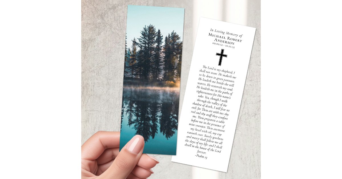 In Loving Memory Photo Forest Funeral Bookmarks | Zazzle
