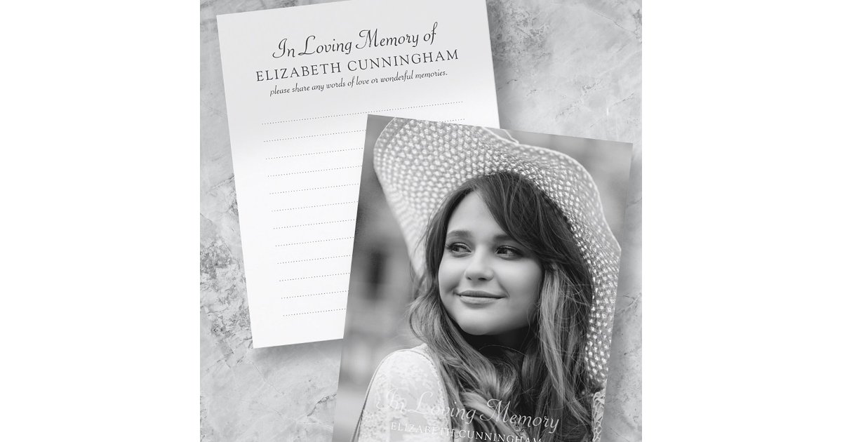 In Loving Memory Photo Funeral Attendance Card | Zazzle