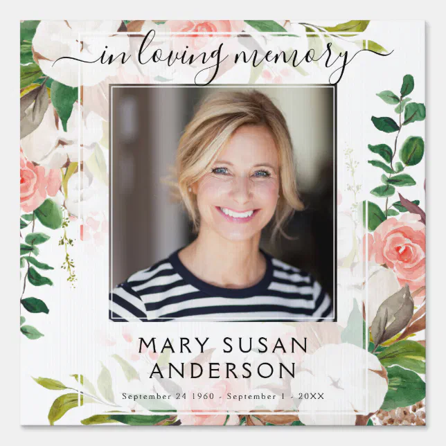 In Loving Memory Photo Funeral Floral Welcome Sign | Zazzle