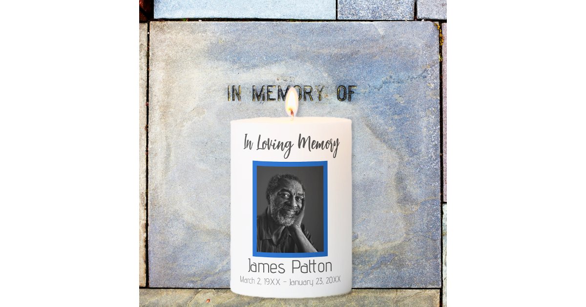 In Loving Memory Photo Funeral Memorial Candle | Zazzle