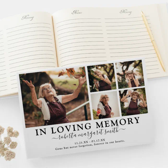 In Loving Memory Photo Funeral Memorial Guest Book | Zazzle