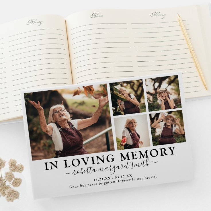 In Loving Memory Photo Funeral Memorial Guest Book | Zazzle