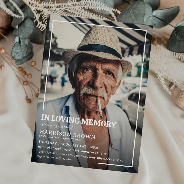 In Loving Memory Photo Funeral Memorial Invitation | Zazzle