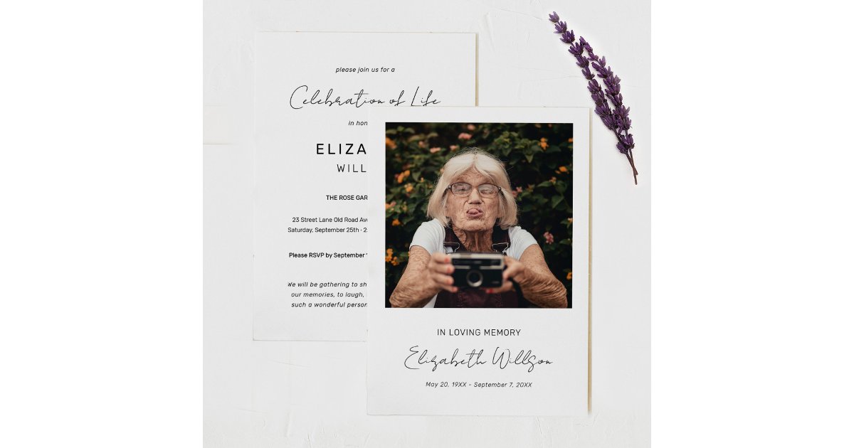 In Loving Memory | Photo Funeral Memorial Invitation | Zazzle