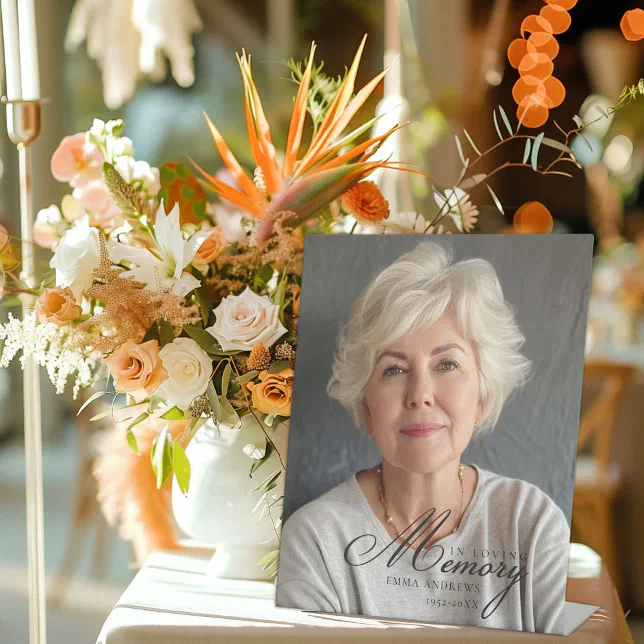 "In Loving Memory" Photo Funeral Memorial Pedestal Sign | Zazzle