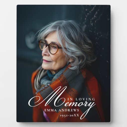 "In Loving Memory" Photo Funeral Memorial Plaque | Zazzle